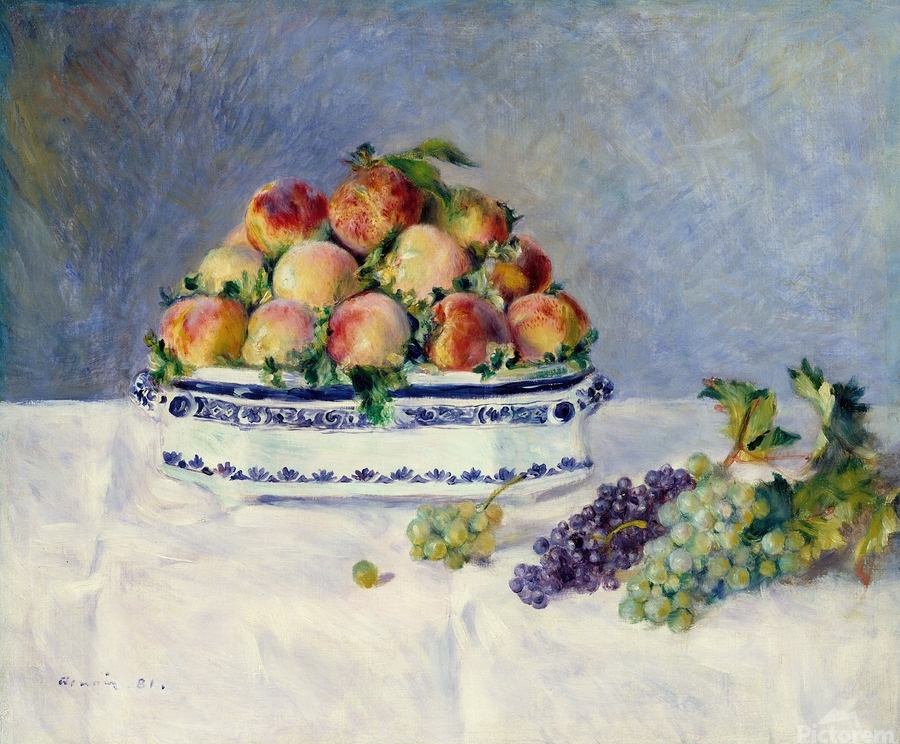 Still Life with Peaches and Grapes [1881] by Pierre Auguste Renoir ...